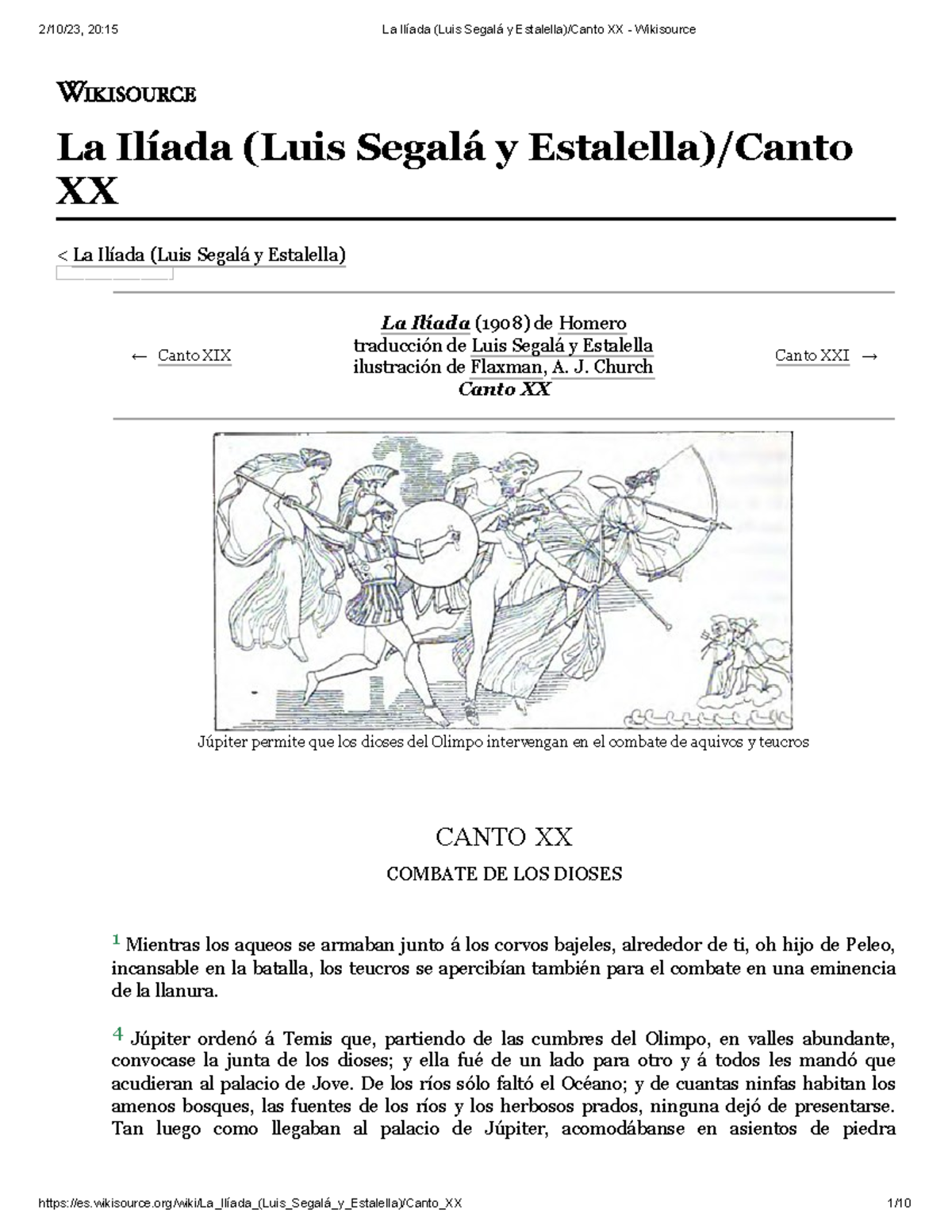 La Ilíada (Luis Segalá y Estalella) Canto XX - La Ilíada (Luis Segalá y ...
