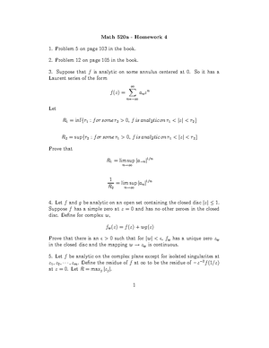 HW5 q + a - Homework assignment 5 - Math 520a Homework 5 1. Is it ...