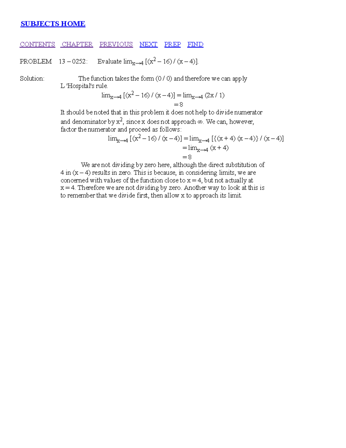 Calculus Problems and Solutions 252 - SUBJECTS HOME CONTENTS CHAPTER ...