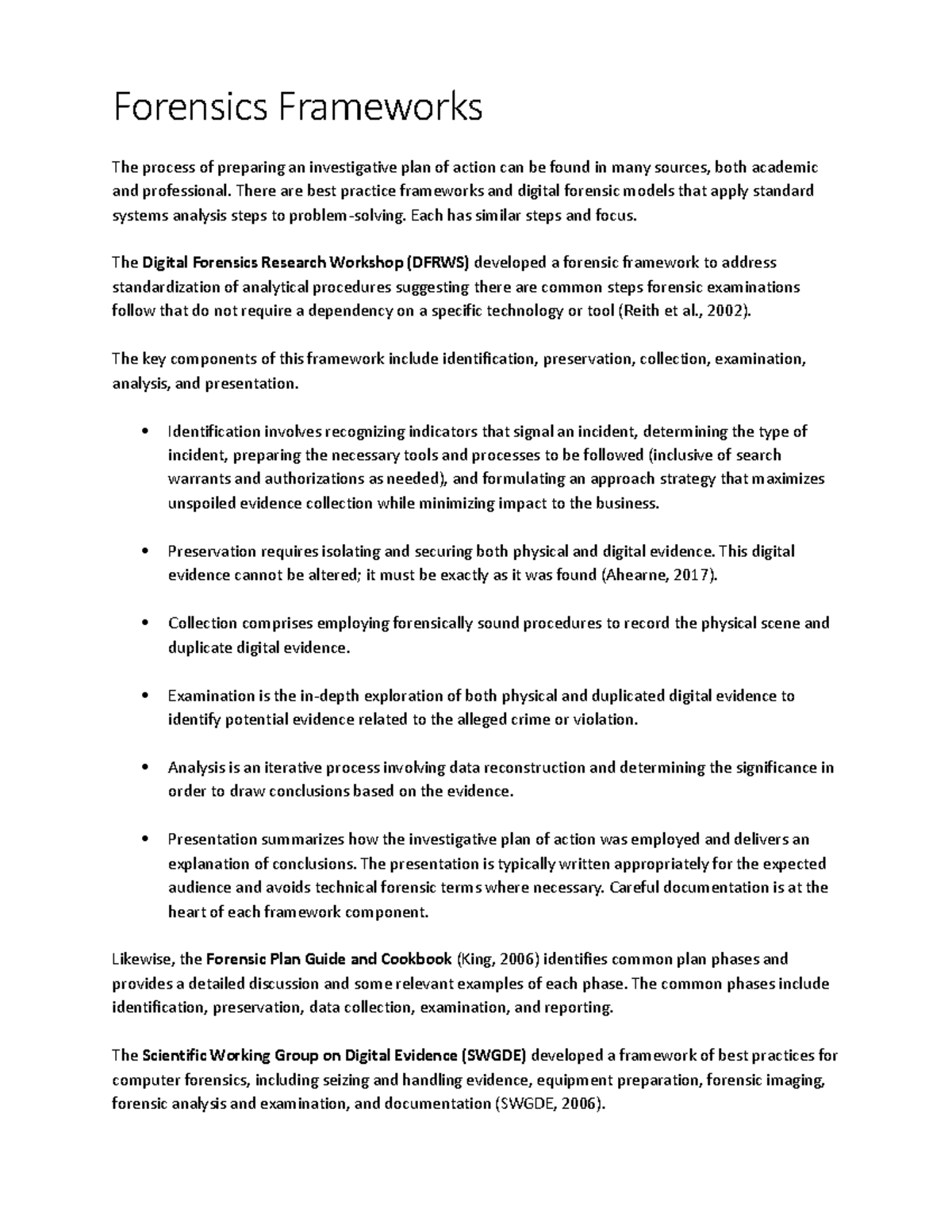 Forensics Frameworks: Standard Steps in Digital Forensic Investigations ...