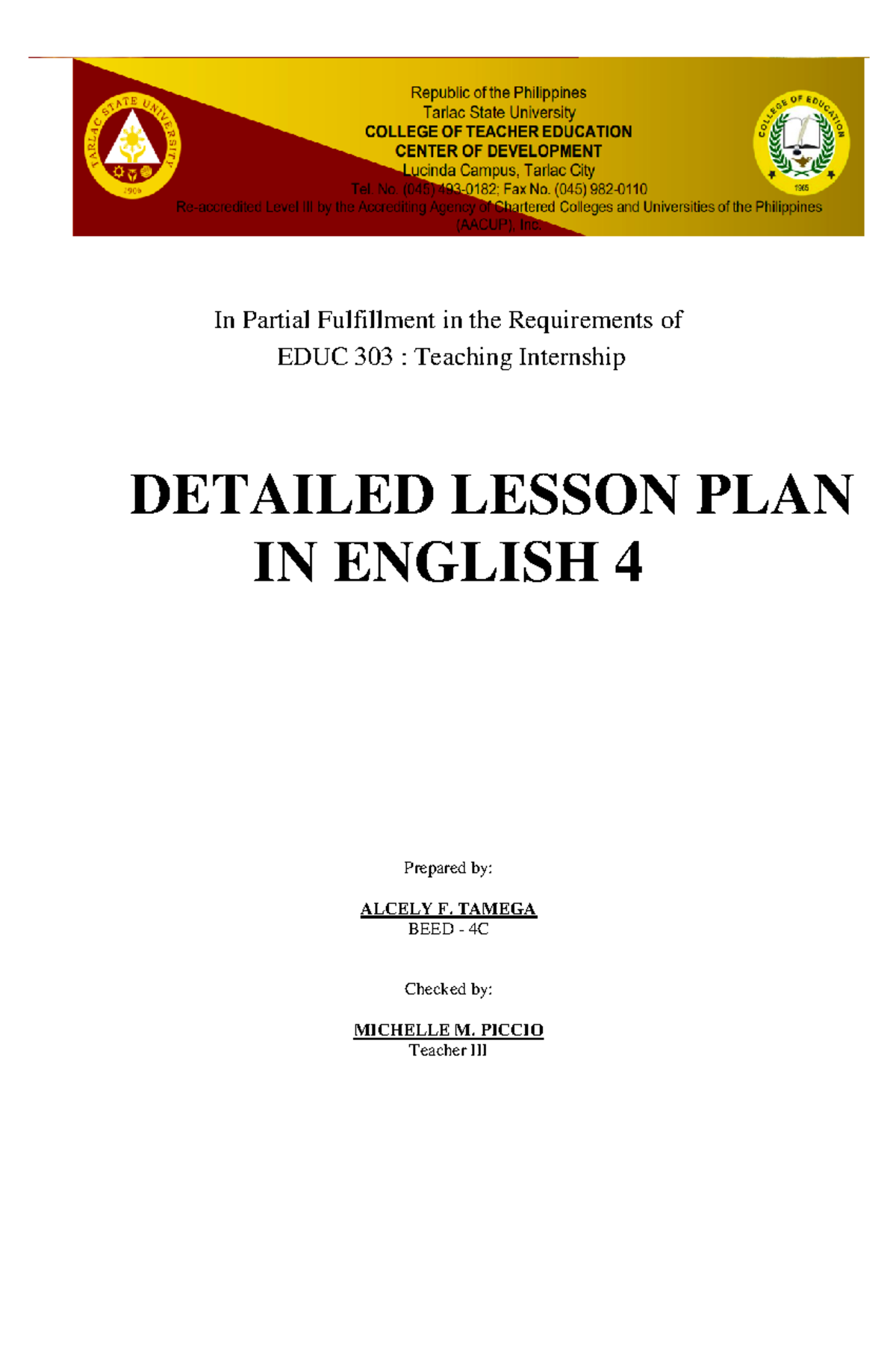 detailed lesson plan - In Partial Fulfillment in the Requirements of ...
