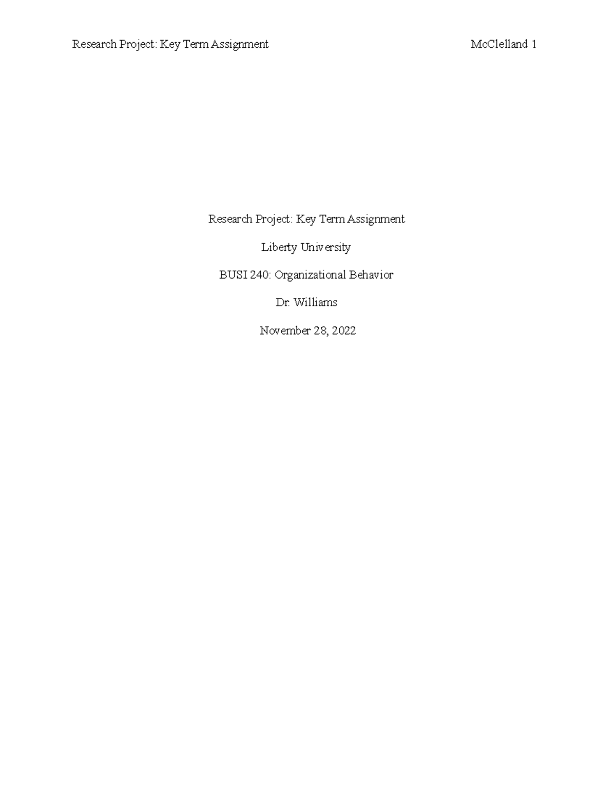 Research Project Key Term Assignment - Research Project: Key Term ...