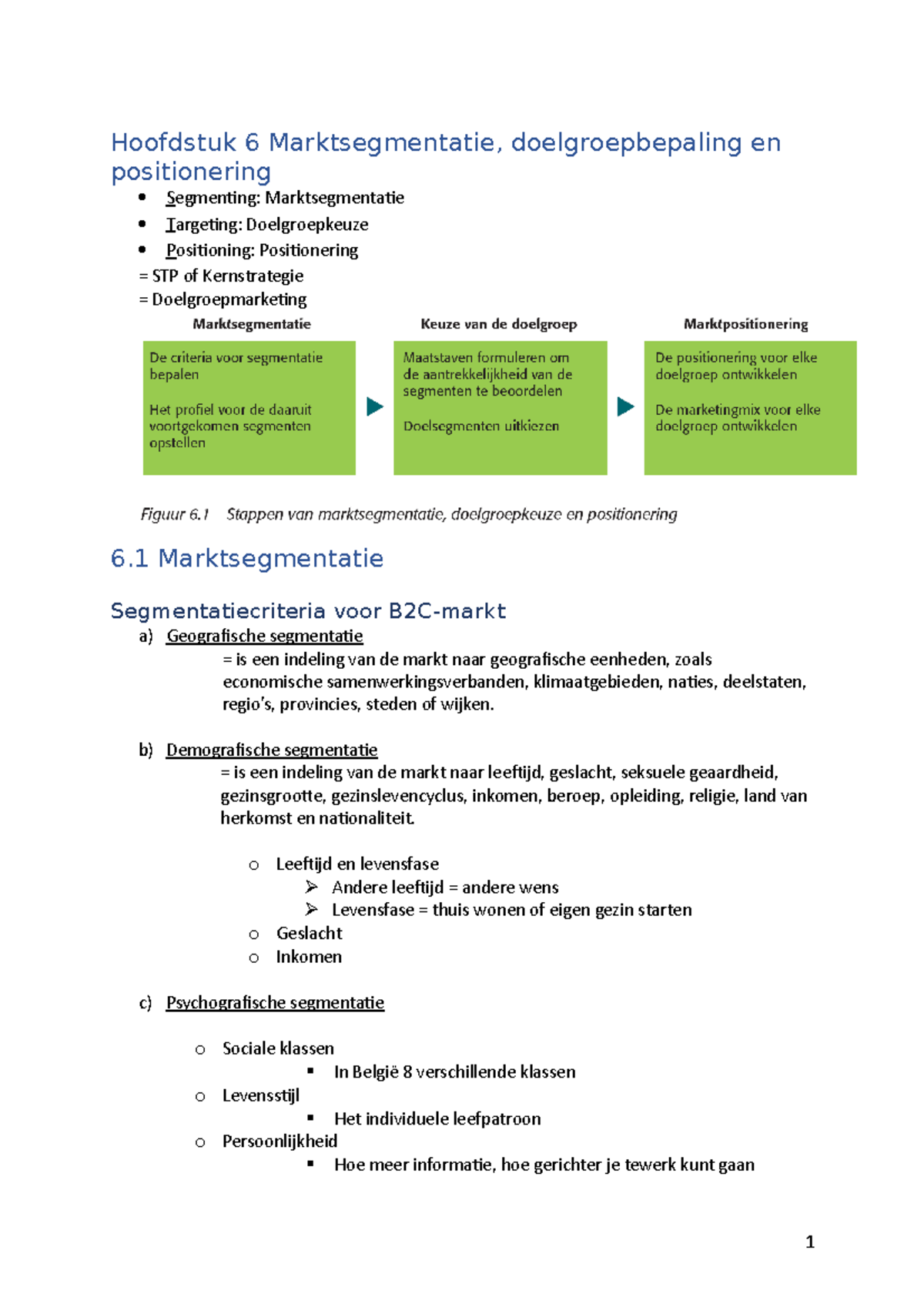 Hoofdstuk 6 Marktsegmentatie, doelgroepbepaling en positionering - b ...