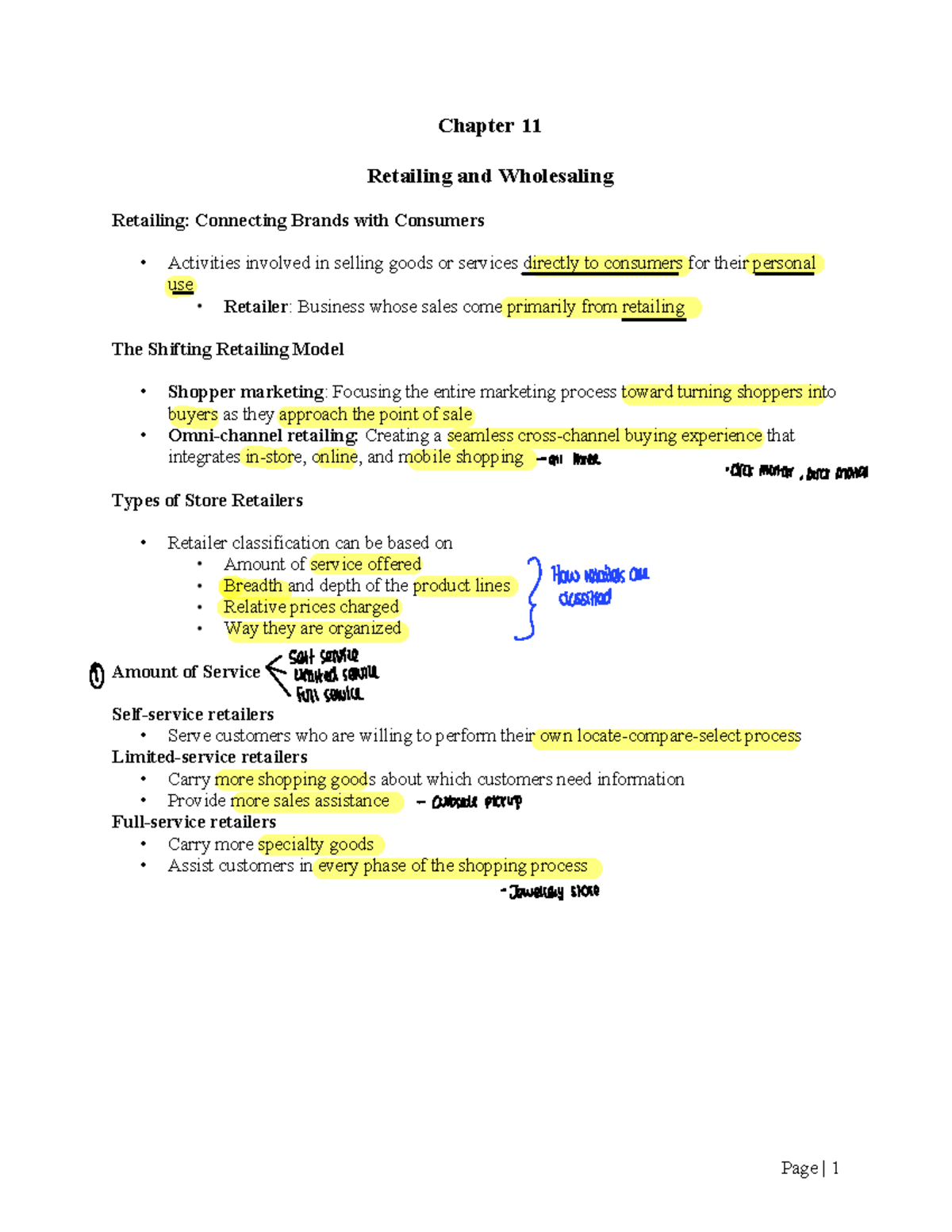 Chapter 11 - Retailing and Wholesaling - Chapter 11 Retailing and ...