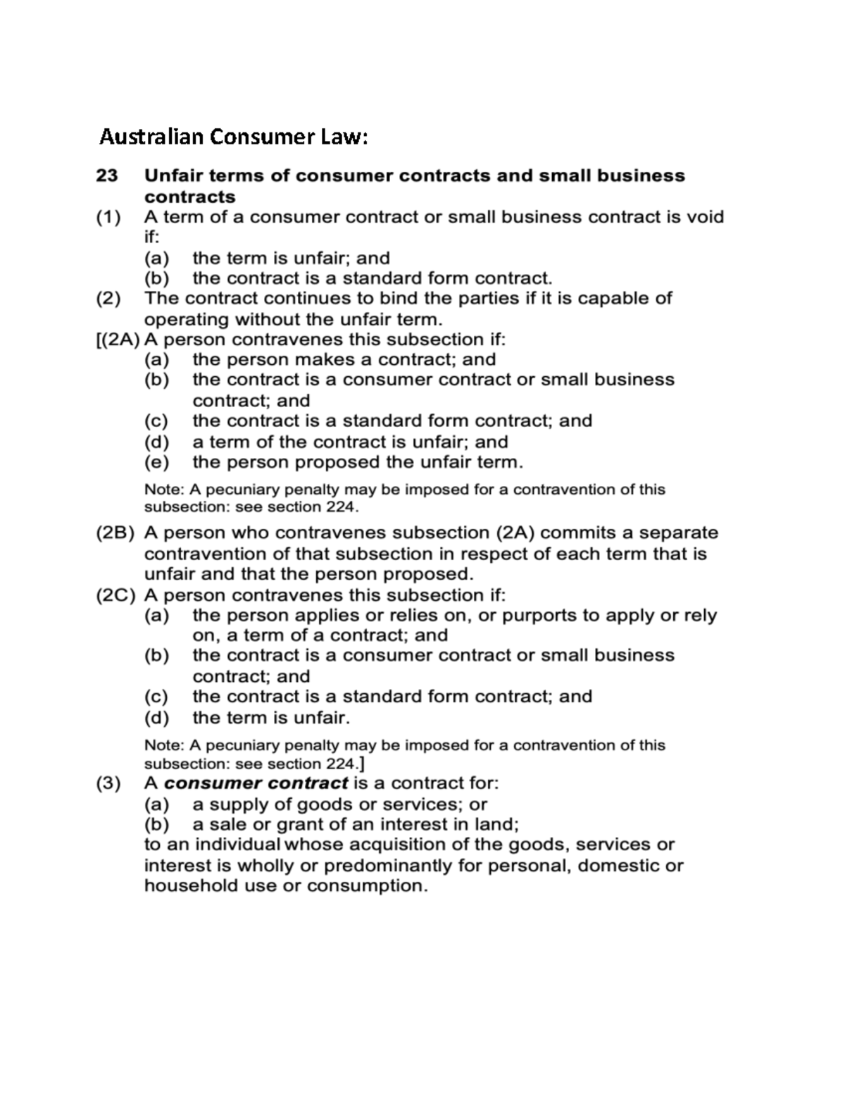 Australian Consumer Law-1 - LAWS1701 - UQ - Studocu