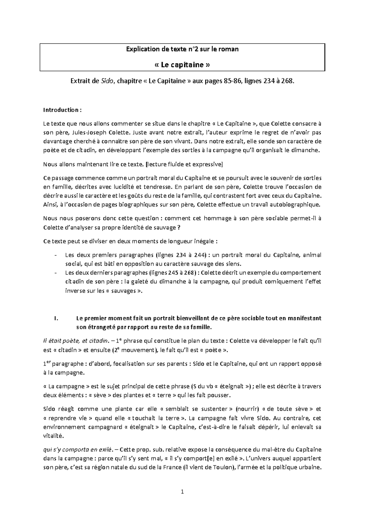 2 Récit Le capitaine - explication linéaire - Explication de texte n° 2 ...