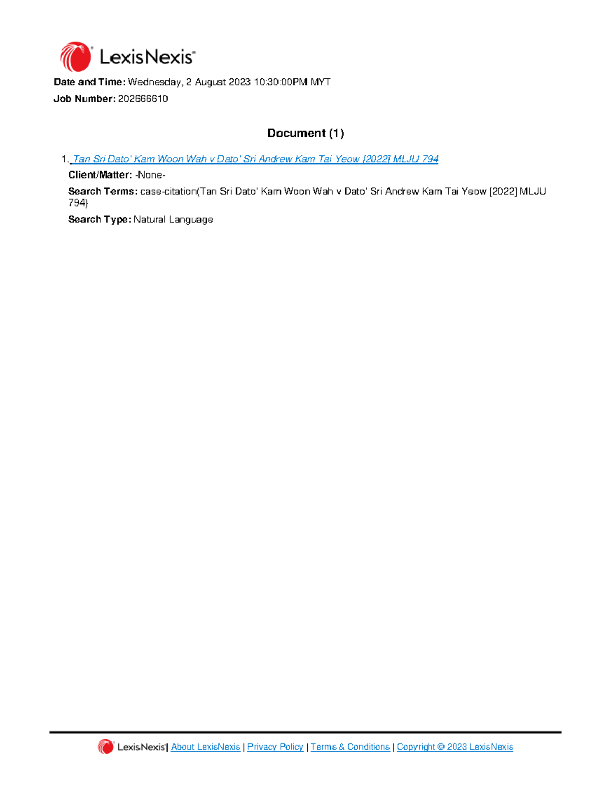 Tan Sri Dato’ Kam Woon Wah v Dato’ Sri Andrew Kam Tai Y - Tan Ch’eng ...