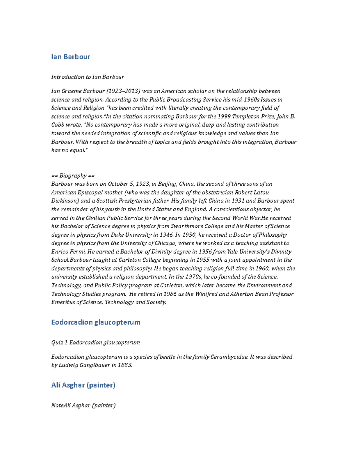 HIST123 Lab Ian Barbour - Ian Barbour Introduction to Ian Barbour Ian ...