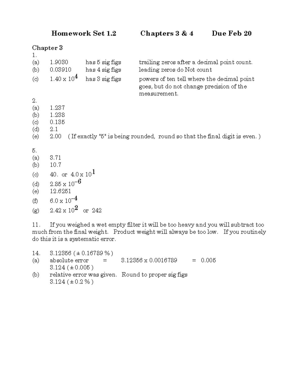 Ch3 solution - soution - Homework Set 1 Chapters 3 4 Due Feb 20 Chapter ...