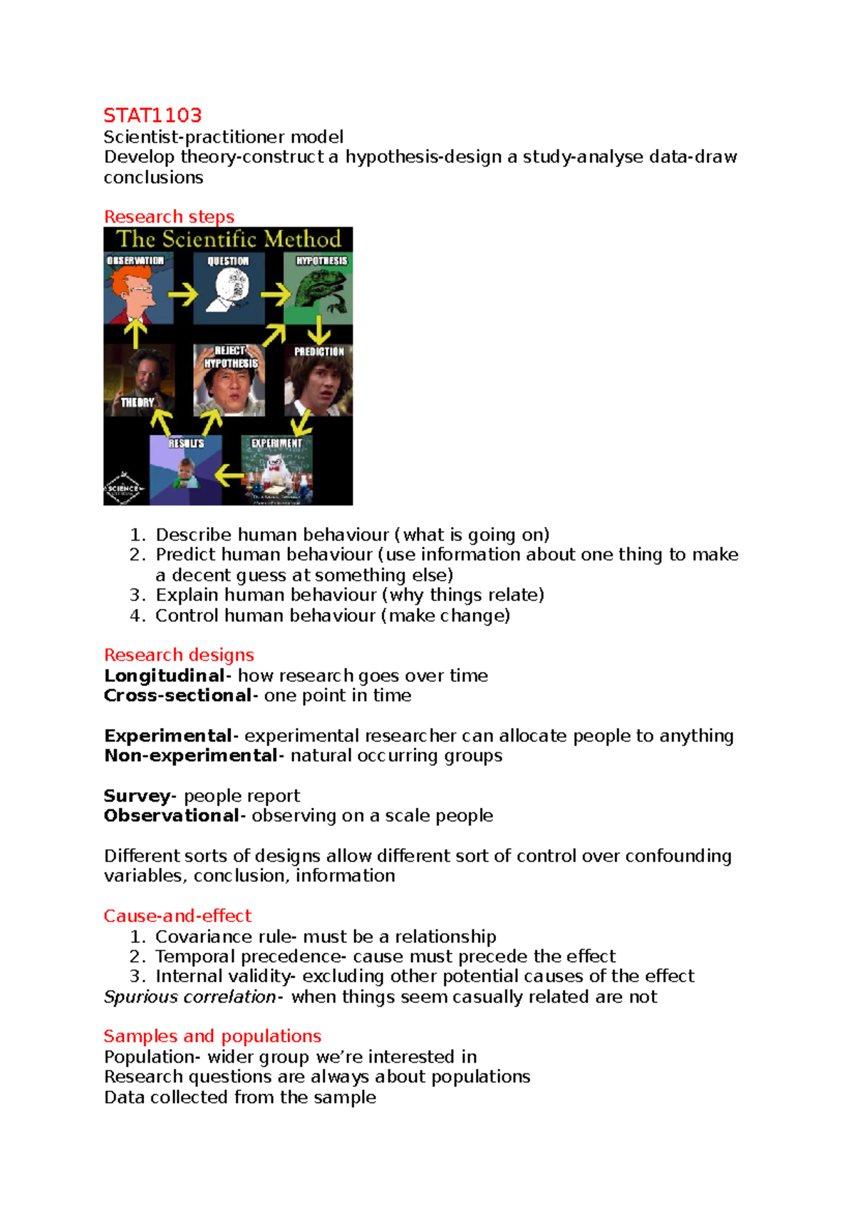 STAT1103 - statistics lecture - STAT Scientist-practitioner model Develop theory-construct a ...