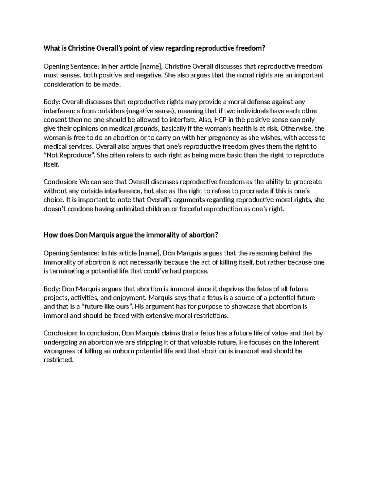 Practice Sample Short-Answer Questions - PHIL 235 - What is Christine ...