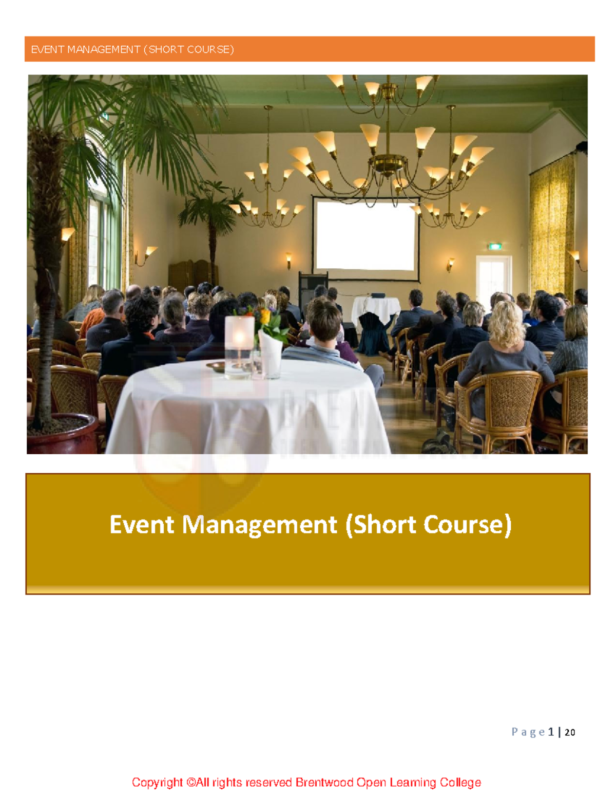 1610363593 event management - P a g e 1 | 20 Event Management (Short ...