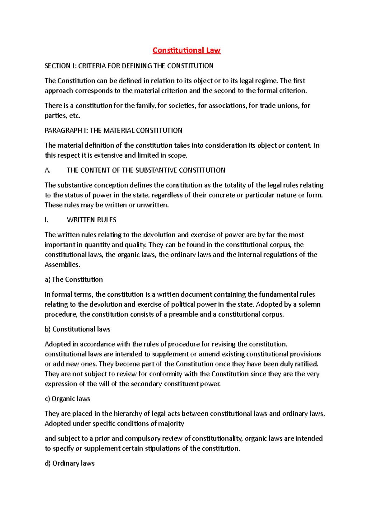 Constitutional Law 38 - Constitutional Law SECTION I: CRITERIA FOR ...