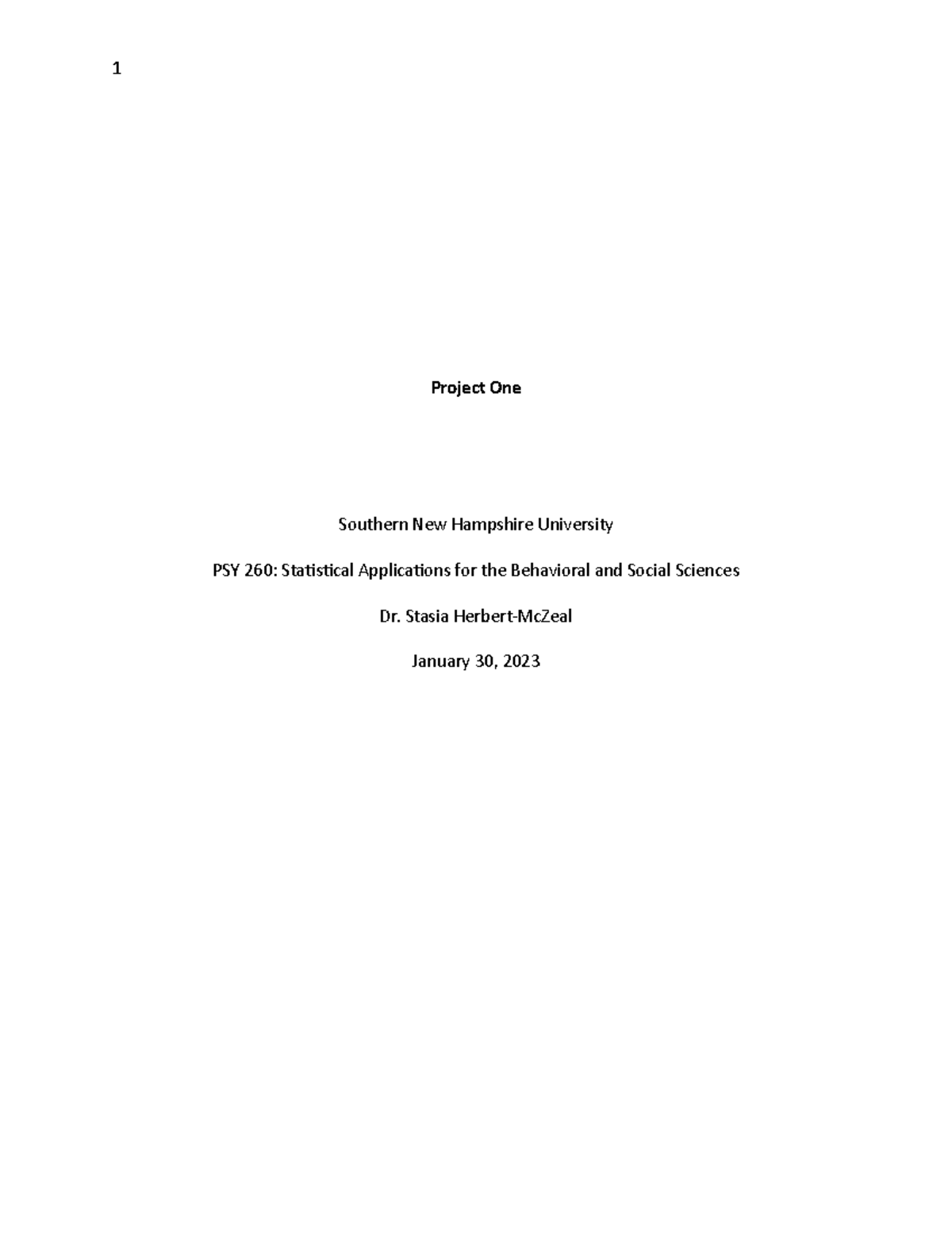PSY-260 Module Four Project One - Project One Southern New Hampshire ...