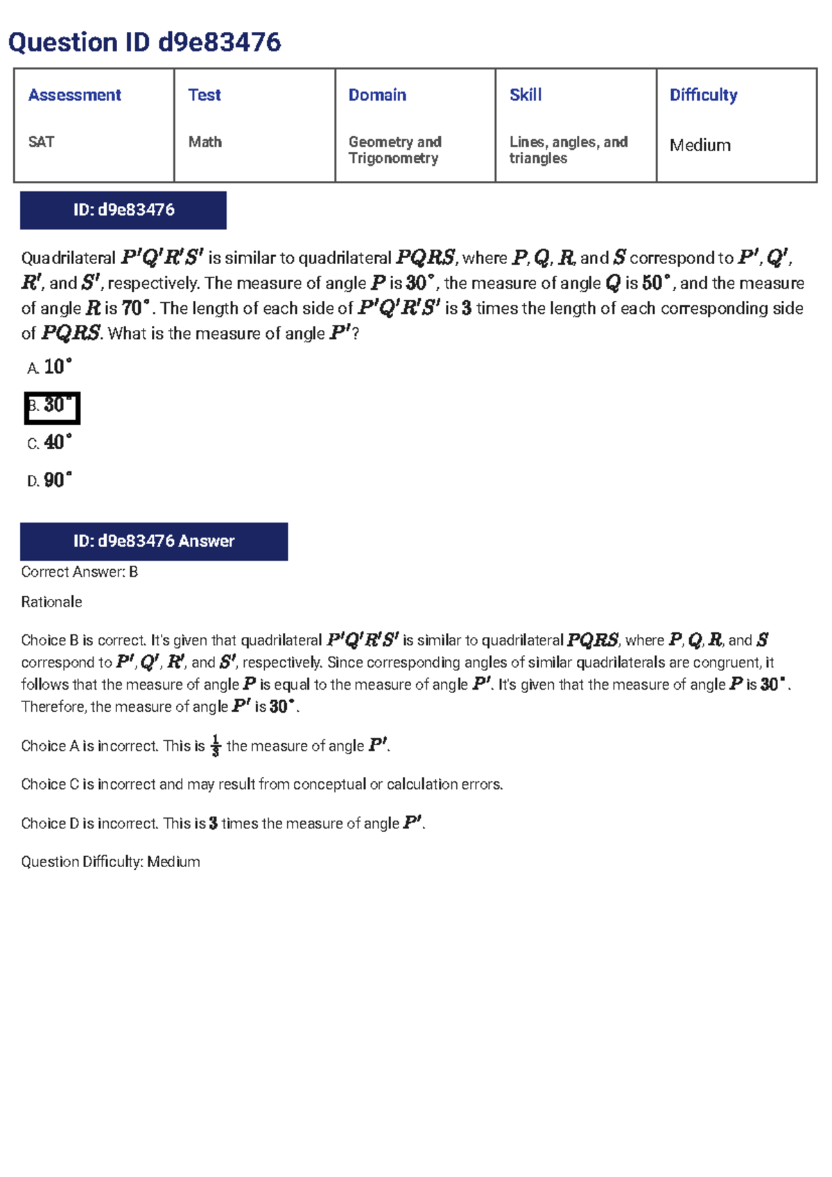 SAT Prep - Geometry and Trigonometry - Question ID d9e ID: d9e ...