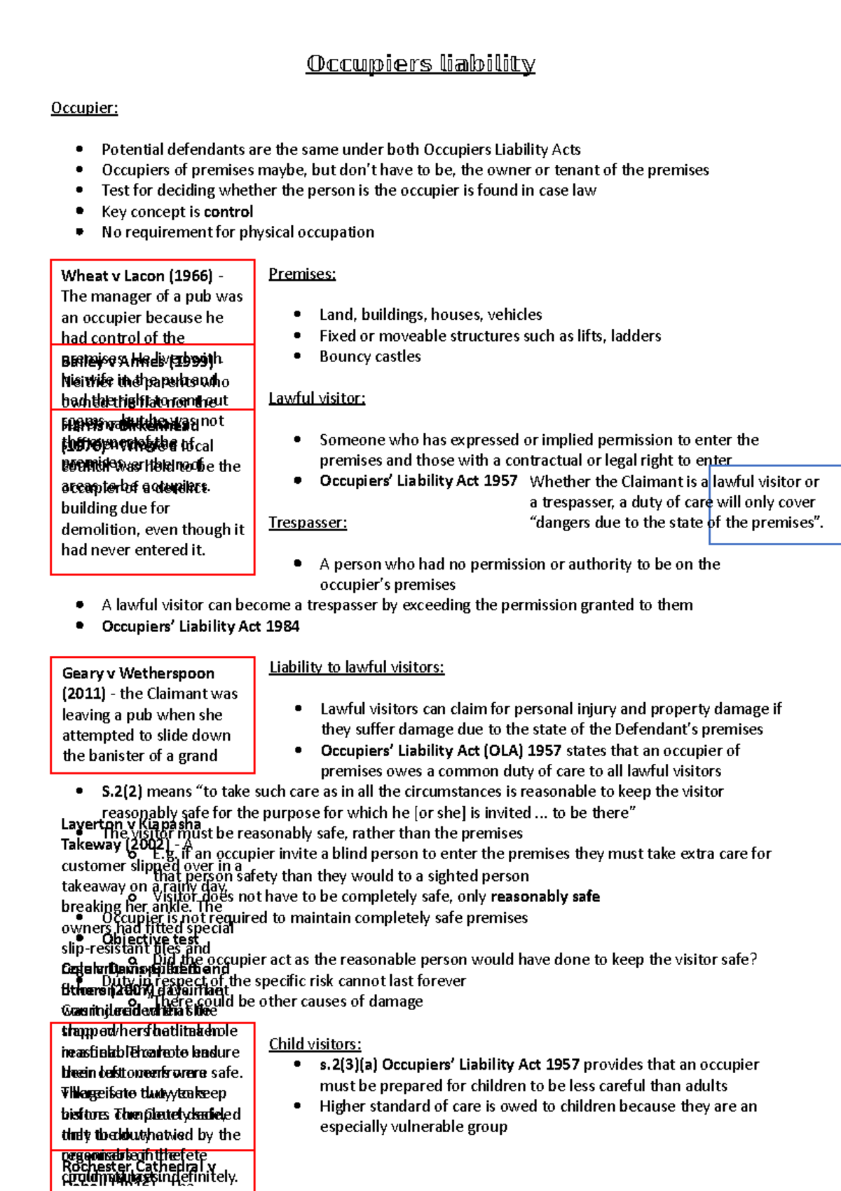Occupiers liability and cases - 𝕆𝕔𝕔𝕦𝕡𝕚𝕖𝕣𝐀 𝕝𝕚𝕒𝕓𝕚𝕝𝕚𝕥𝐀 Occupier: Potential ...