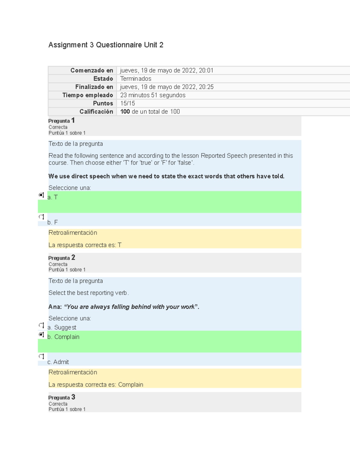 Assignment 3 Questionnaire Unit 2 - Assignment 3 Questionnaire Unit 2 ...