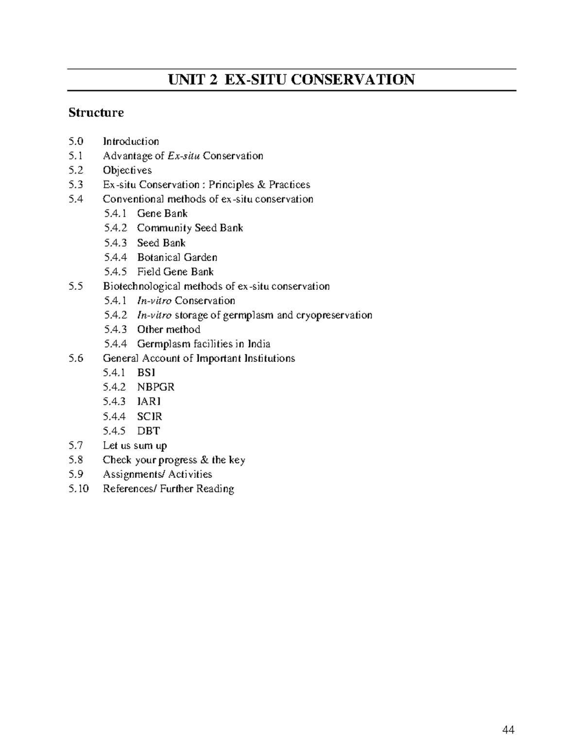 1304202009 5406 Ex situ conservation - UNIT 2 EX-SITU CONSERVATION Structure 5 Introduction 5 ...
