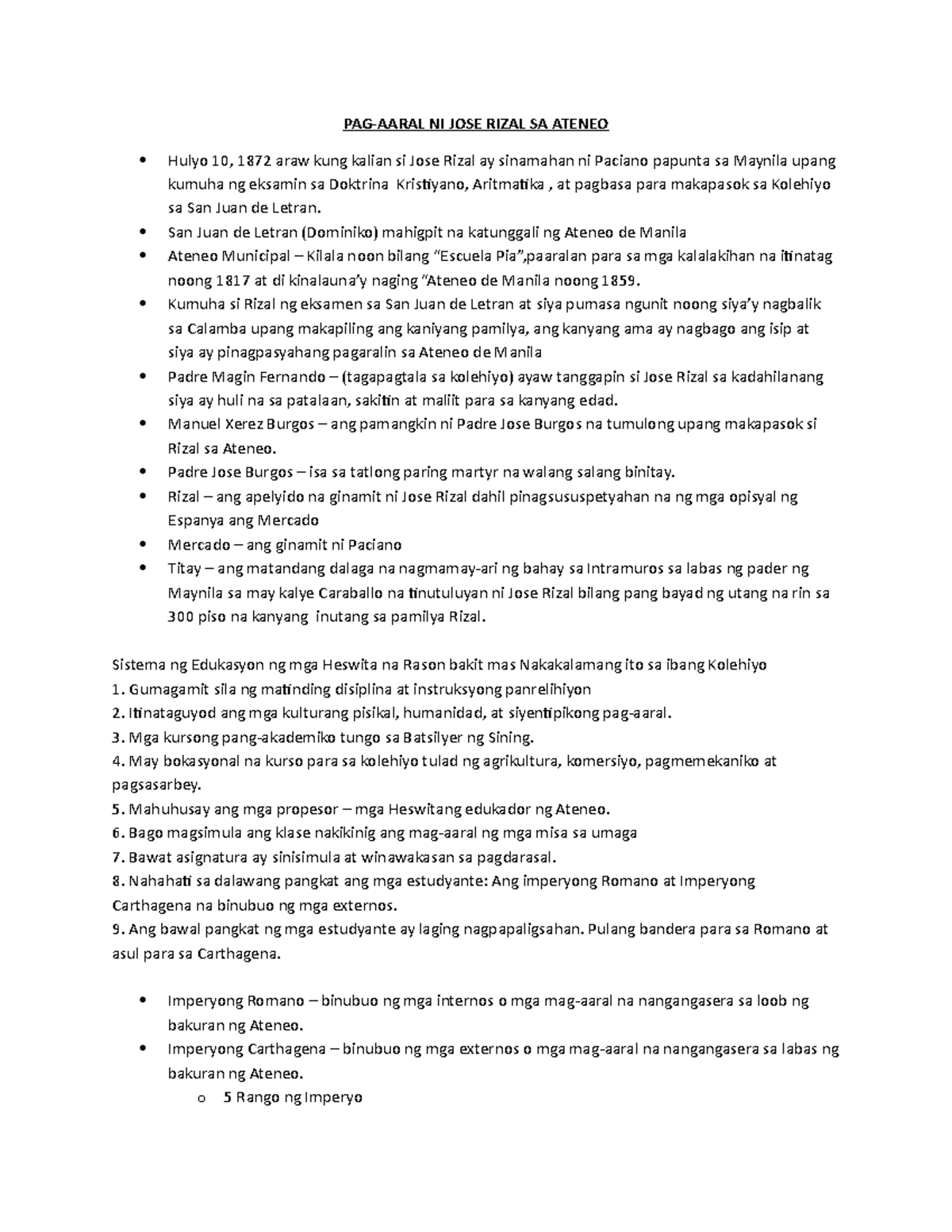 Reporting in Rizal About Rizal's Life During Schooling in Ateneo de ...