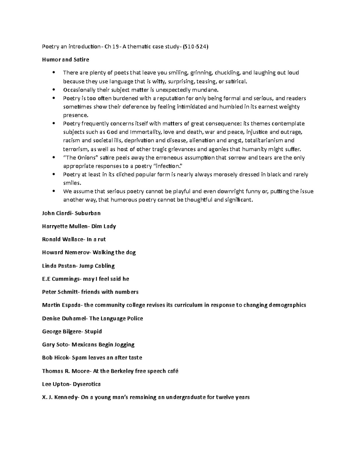 Poetry an introduction ch 19- humor and satire (510-524) - Poetry an ...