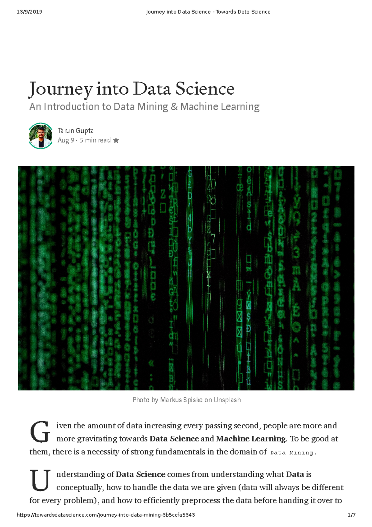 Journey into Data Science - Towards Data Science - Journey into Data Science An Introduction to ...