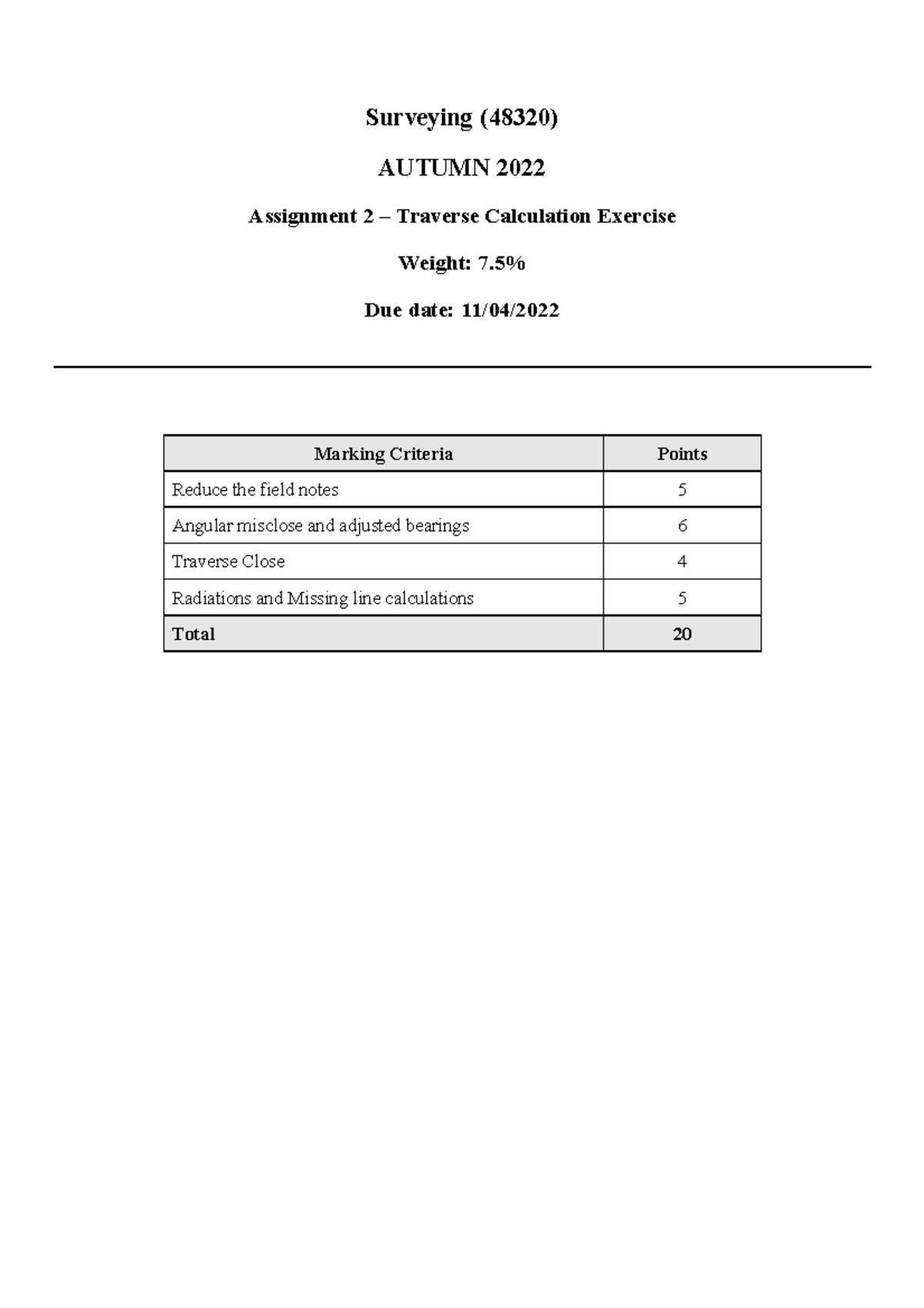 Traverse Calculation - The diagram below shows the reduced observations ...