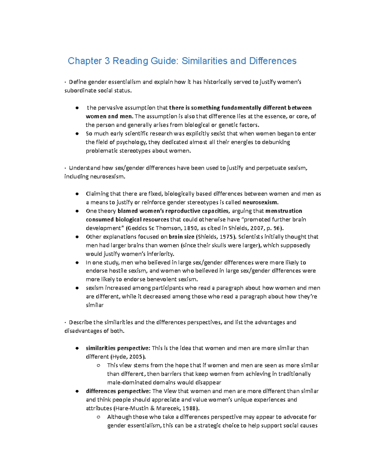 Chapter 3 Reading Guide Similarities and Differences - PSYC 310 - JMU ...