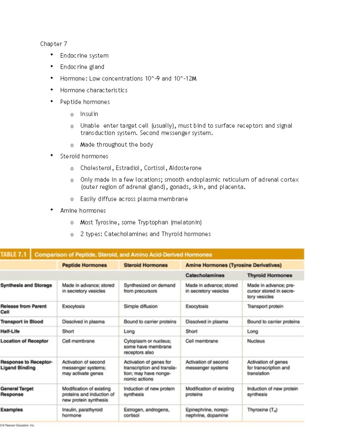 Study Guide - Chapters 7, 23 - Chapter 7 Endocrine system Endocrine ...