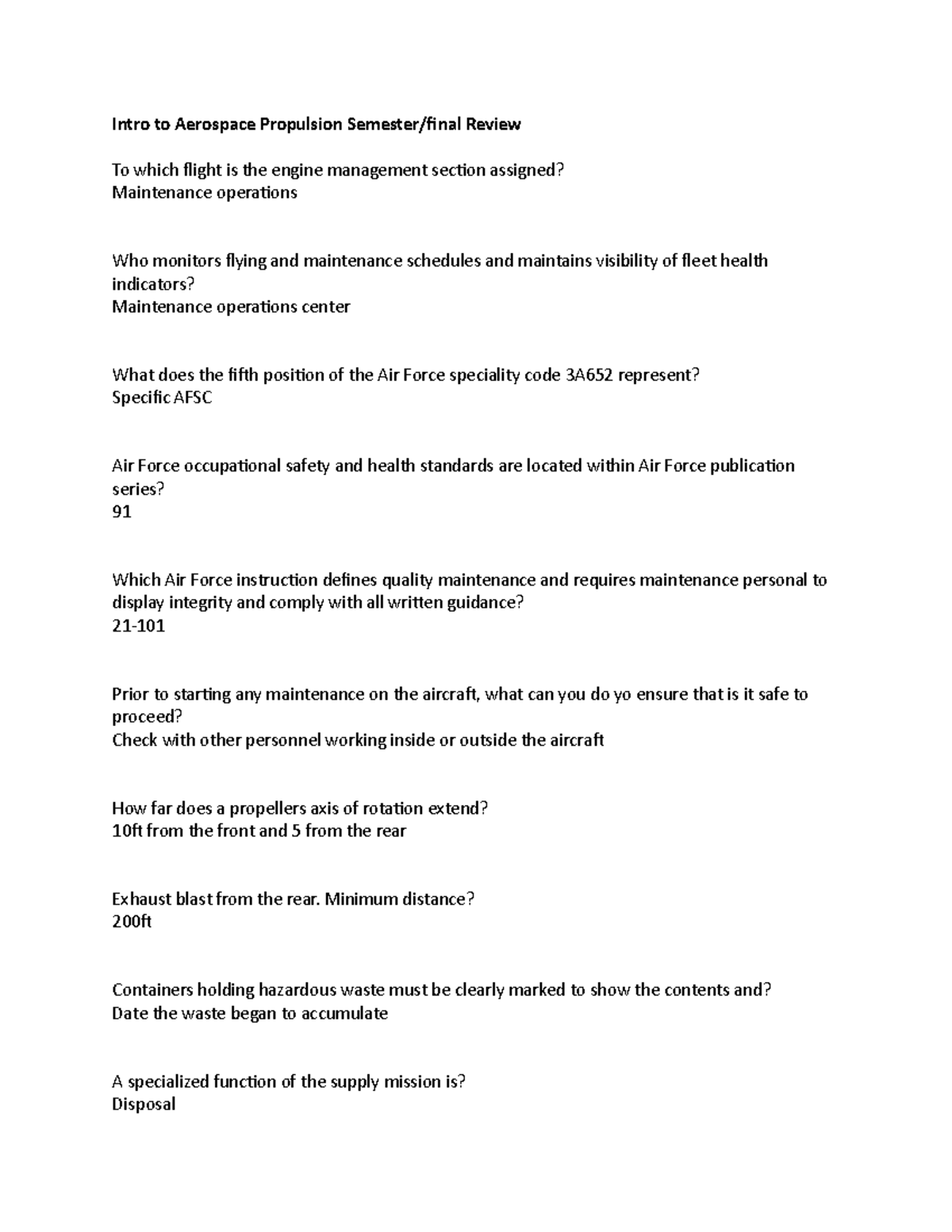 Intro to Aerospace Propulsion Semester - Minimum distance?200ft ...