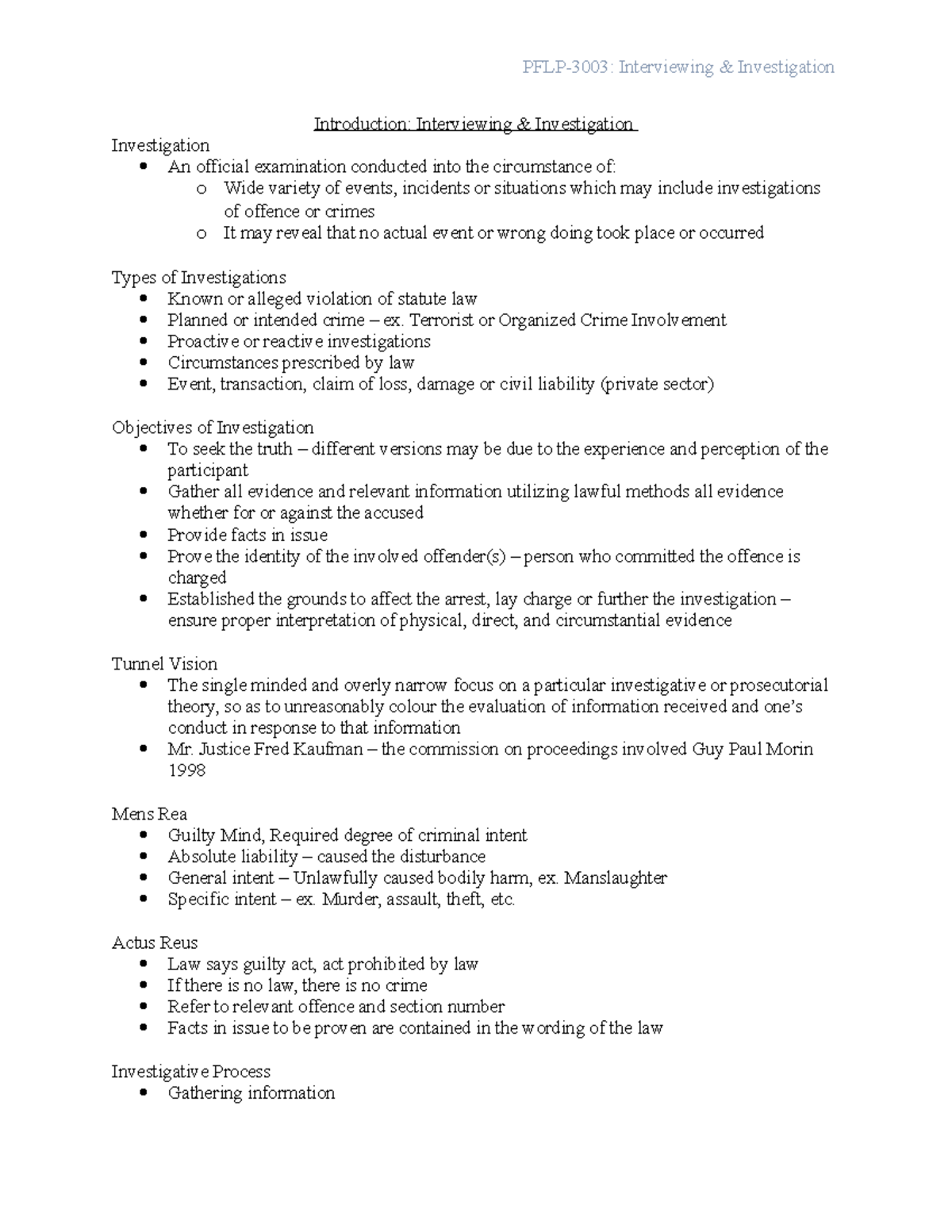 Introduction to Interview & Investigation - Interviewing Investigation ...
