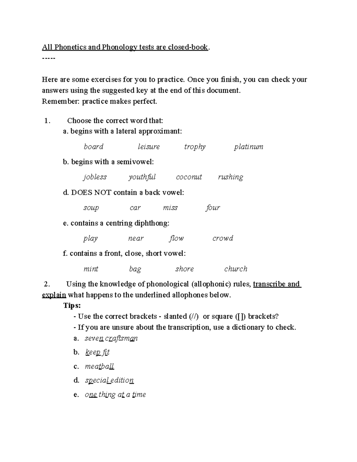 ENG-PHON Midterm test notice + Practice - All Phonetics and Phonology ...