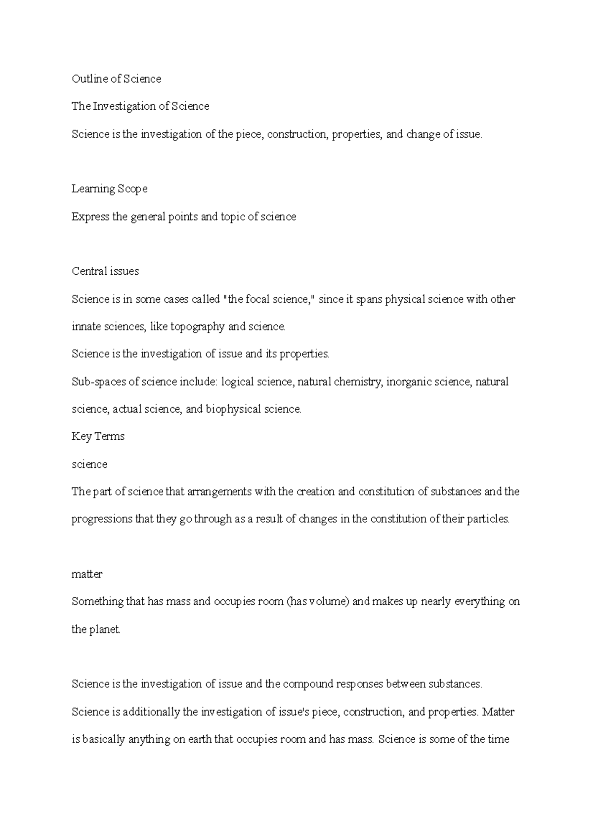 Outline of Science - Outline of Science The Investigation of Science ...