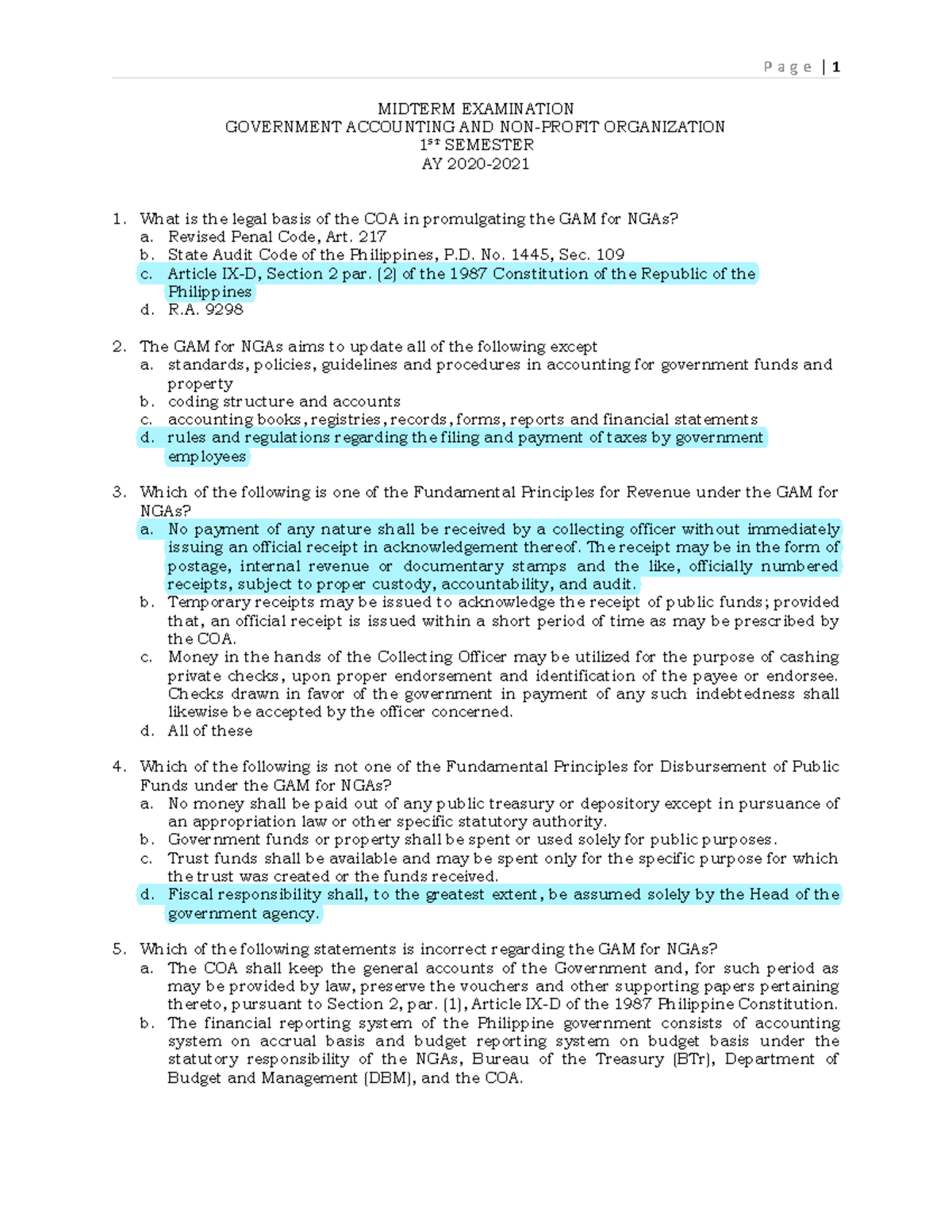 Government Accounting Midterm Exam Reviewer - MIDTERM EXAMINATION ...
