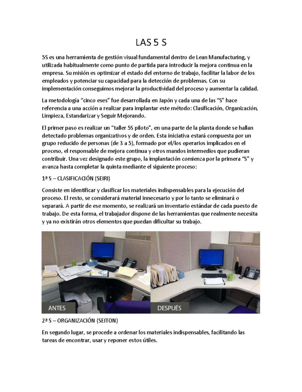 Las 5s - Apuntes 1 - LAS 5 S 5S es una herramienta de gestión visual ...