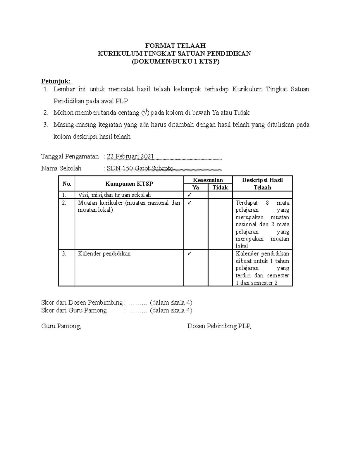 Format telaah kurikulum tingkat satuan pendidikan - FORMAT TELAAH ...