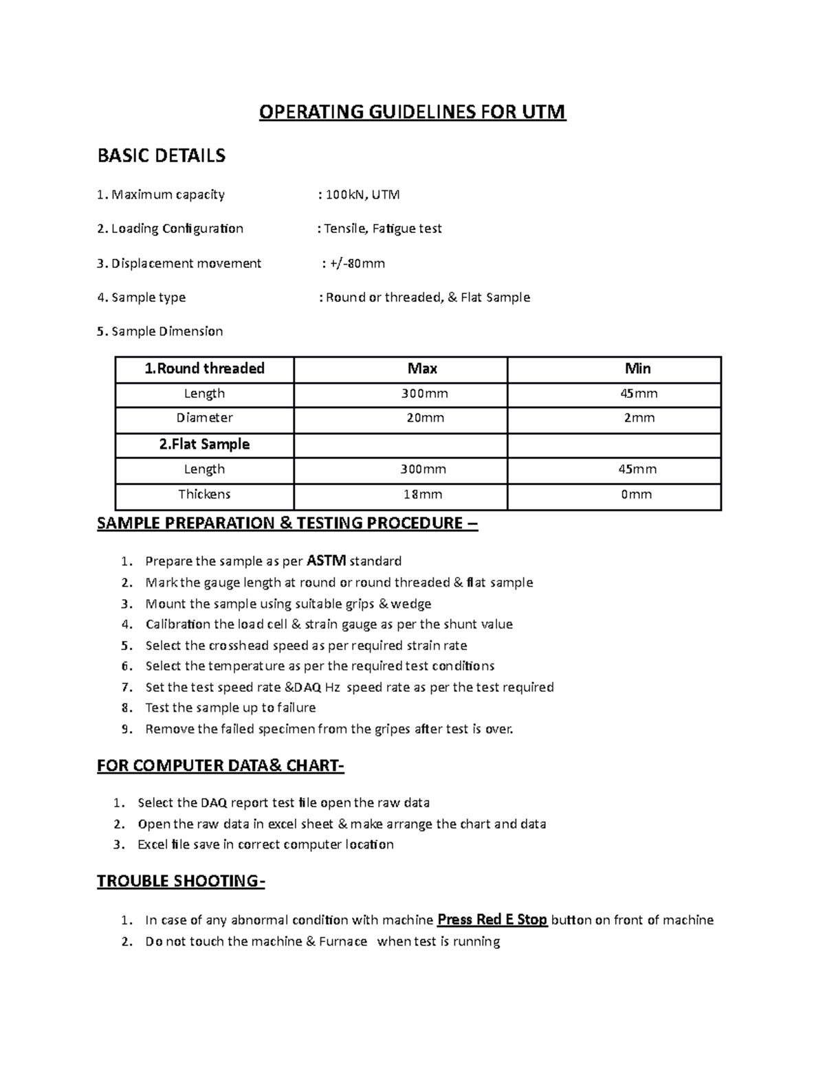 100k N UTM - Provides information related to operating conditions of ...