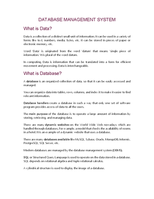 4. Mysql Commands - Notes - DATABASE MySQL Create Database A database ...