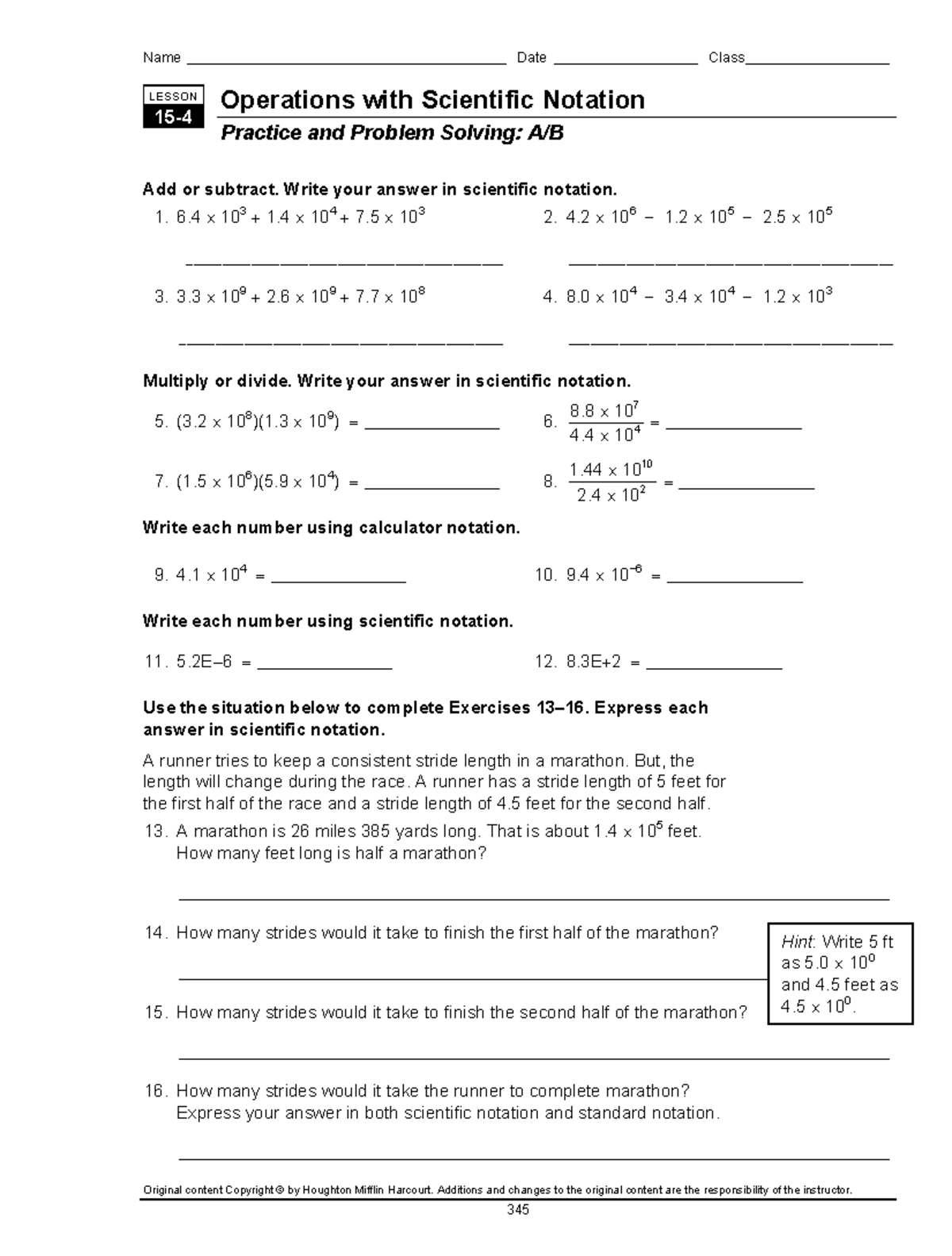 15.4 worksheet and reteach - Name ...