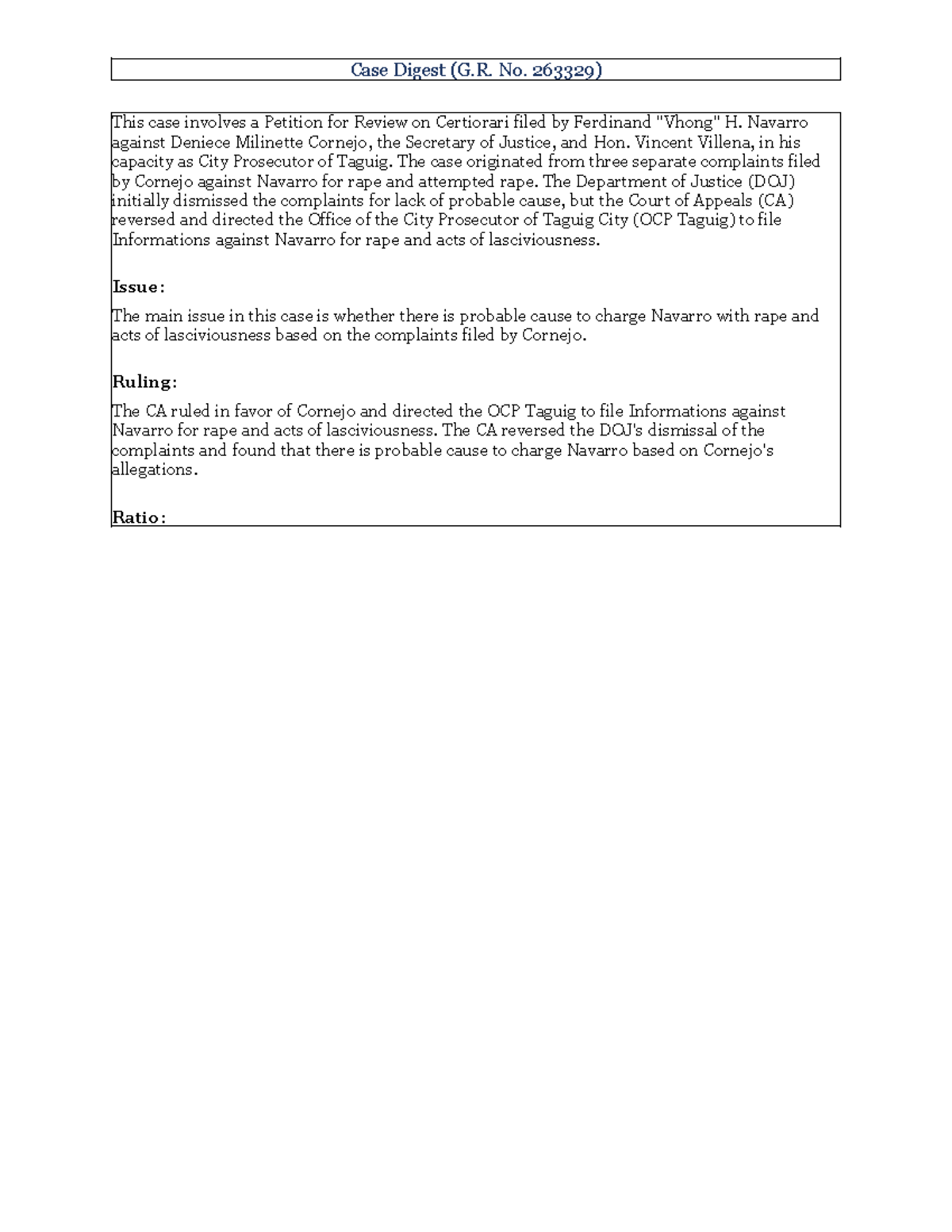 Case Digest (G.R. No. 263329) - Case Digest (G. No. 263329) This case ...
