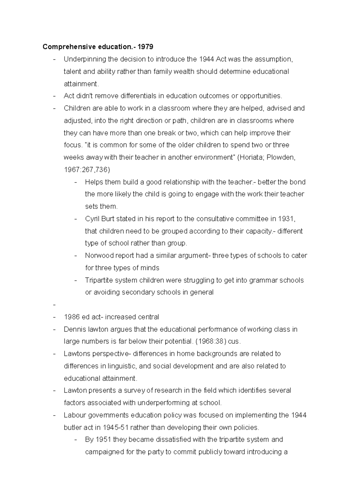 Comprehensive education - 1979 - Underpinning the decision to introduce ...