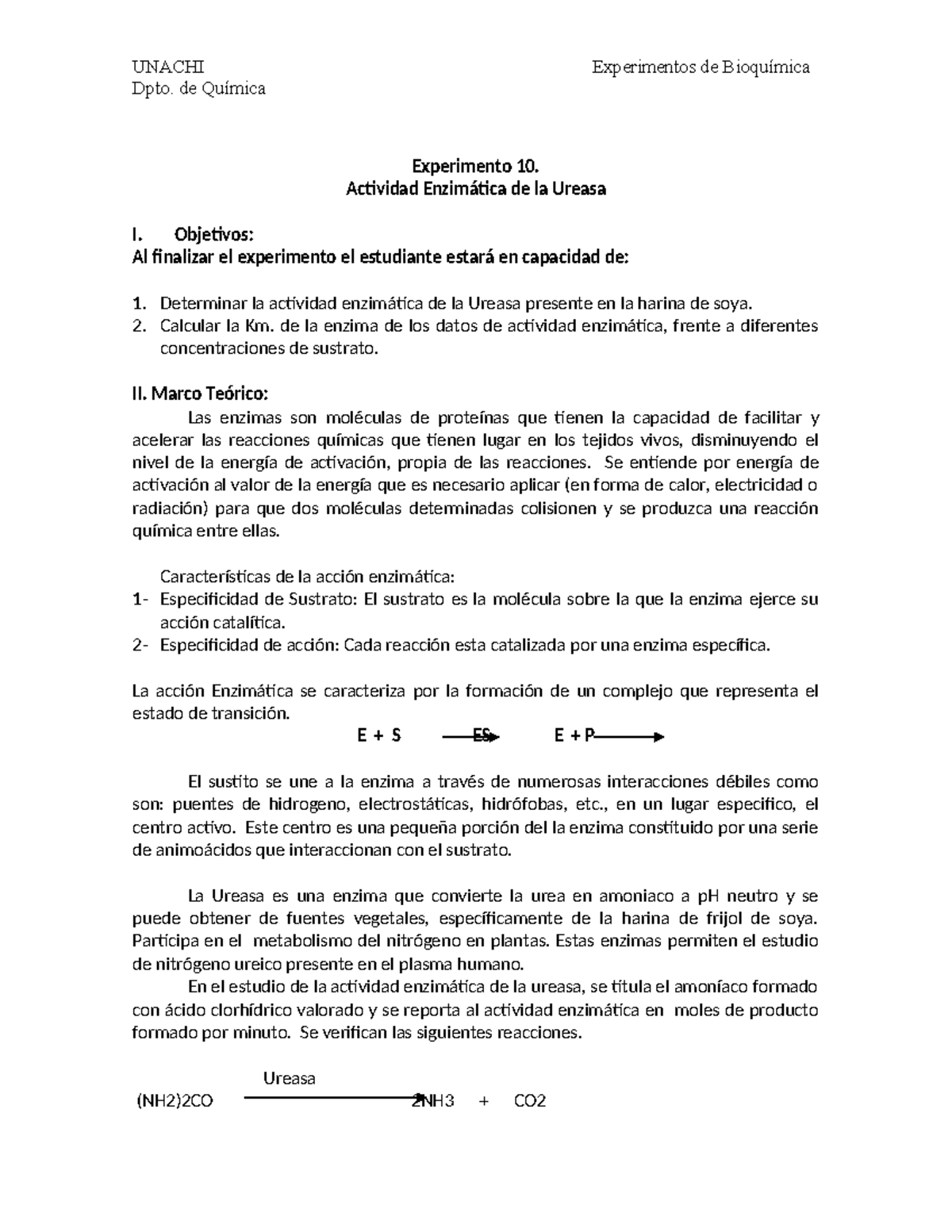 Actividad de la Ureasa - ........ - UNACHI Experimentos de Bioquímica ...