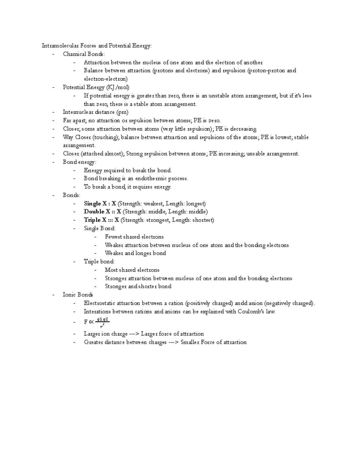 Intramolecular Forces and Potential Energy - Internuclear distance (pm ...