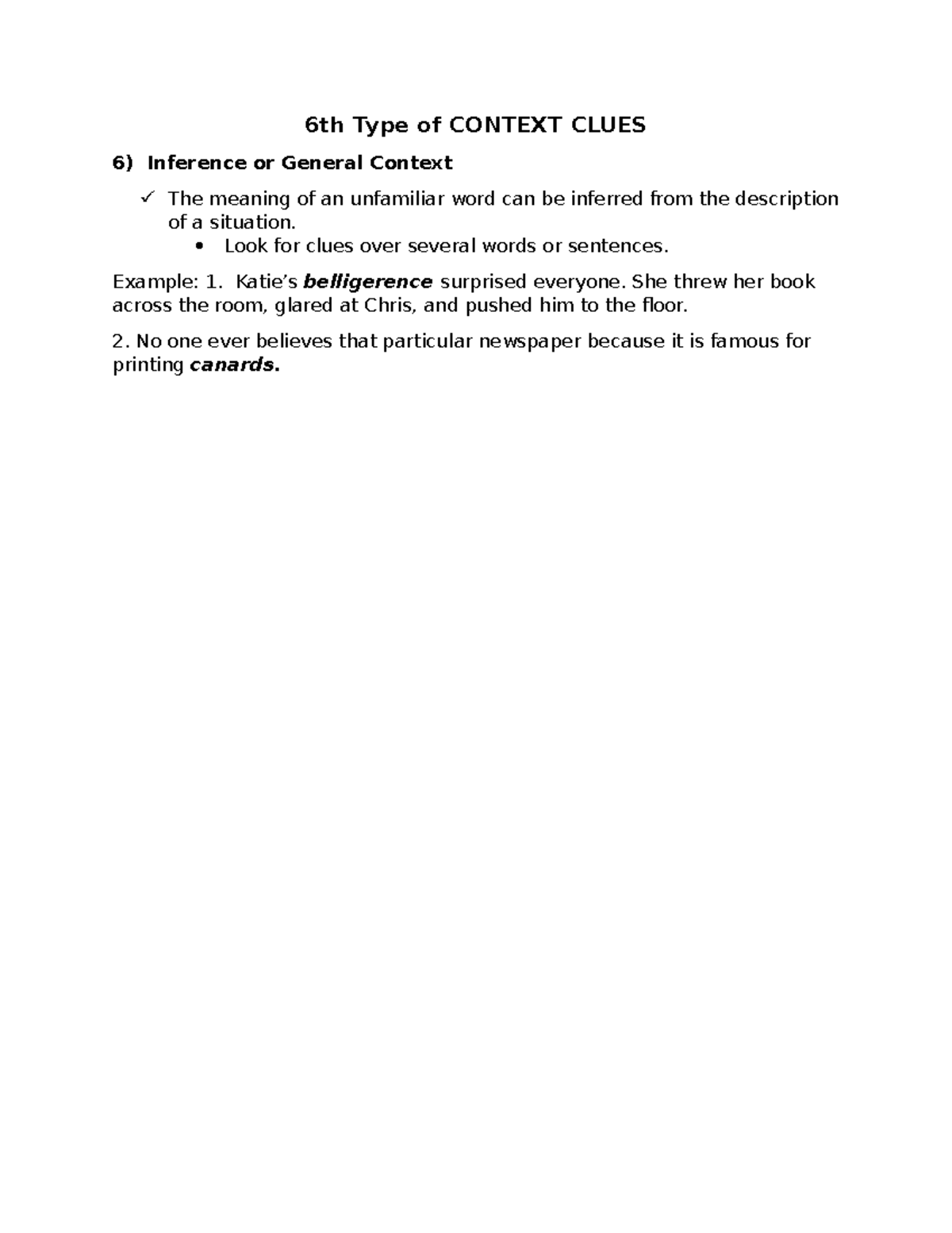6th Type of Context Clue - Bachelor of Elementary Education - 6th Type ...