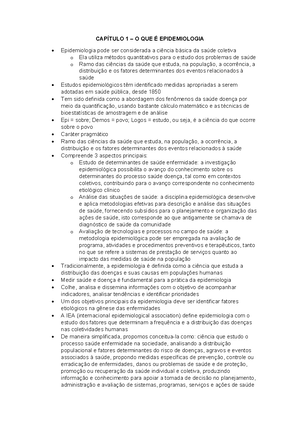 Resumo de Epidemiologia - Warning: TT: undefined function: 32 Warning: TT: undefined function ...