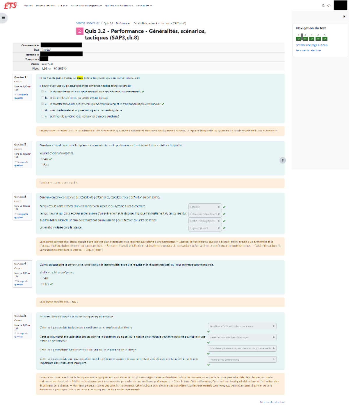 Quiz 3.2 - Performance - Généralités, scénarios, tactiques (SAP3,ch.8 ...