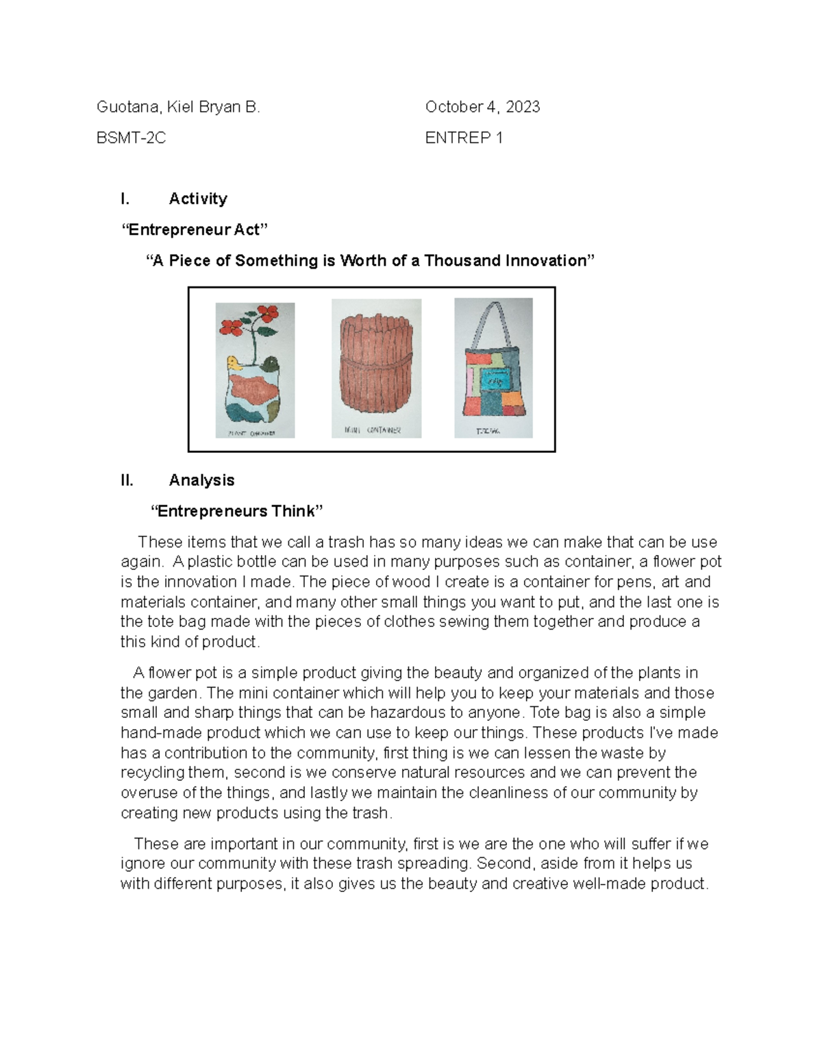 Guotana, Kiel Brian - Entrep 1 - Guotana, Kiel Bryan B. October 4, 2023 ...