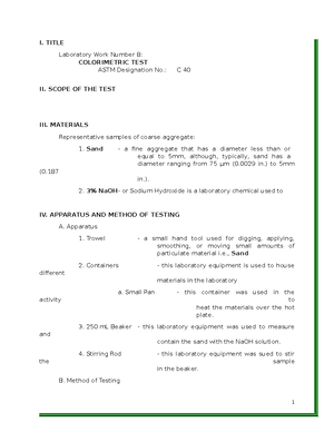 CMT - Lab. Rep. Reducing Field samples to testing sizes - I. TITLE ...