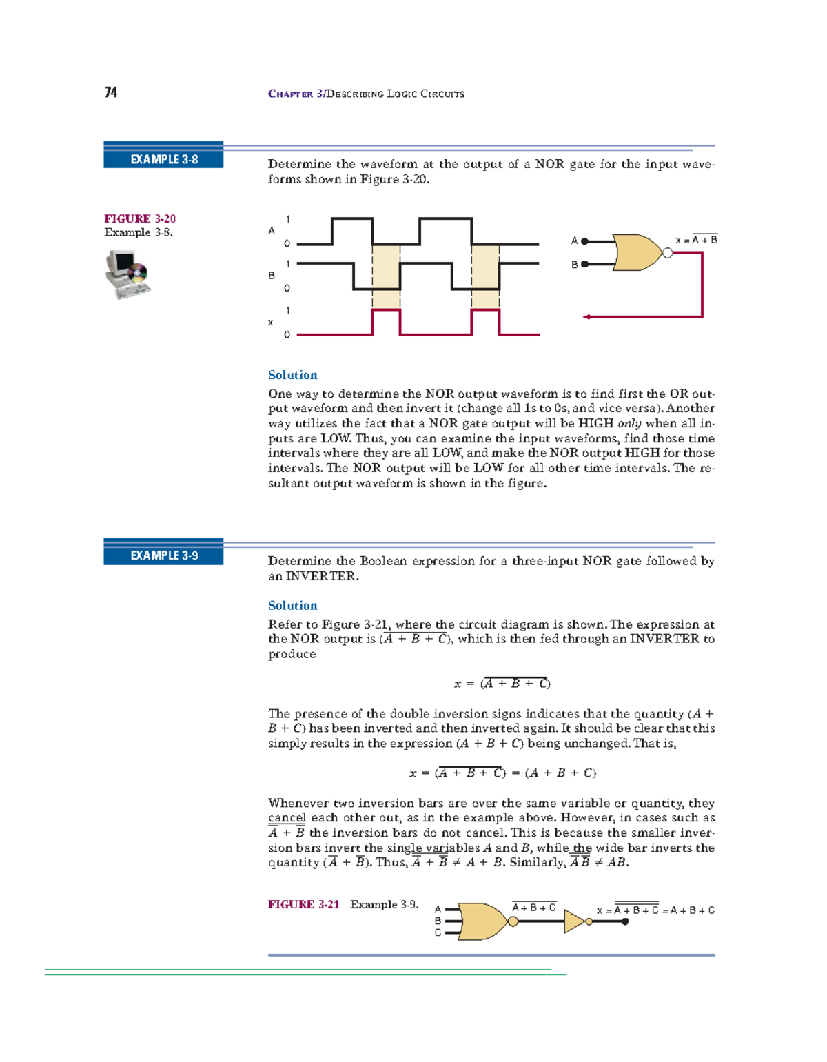 DESCRIBING LOGIC CIRCUITS - Solution One way to determine the NOR output waveform is to find ...