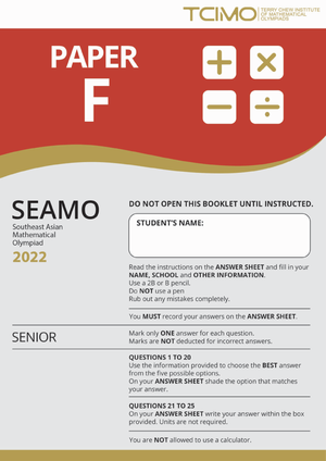 Seamo 2022 Paper C (WITH Answers) - It is given that ܣ׷ ܤൌ ͸ ׷ ͷ ܤ׷ ܥൌ ...