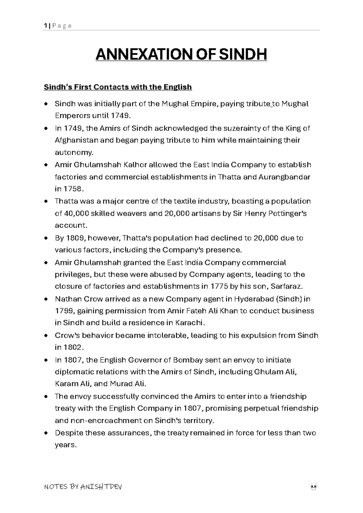 Annexation of Sindh - ANNEXATION OF SINDH Sindh’s First Contacts with ...